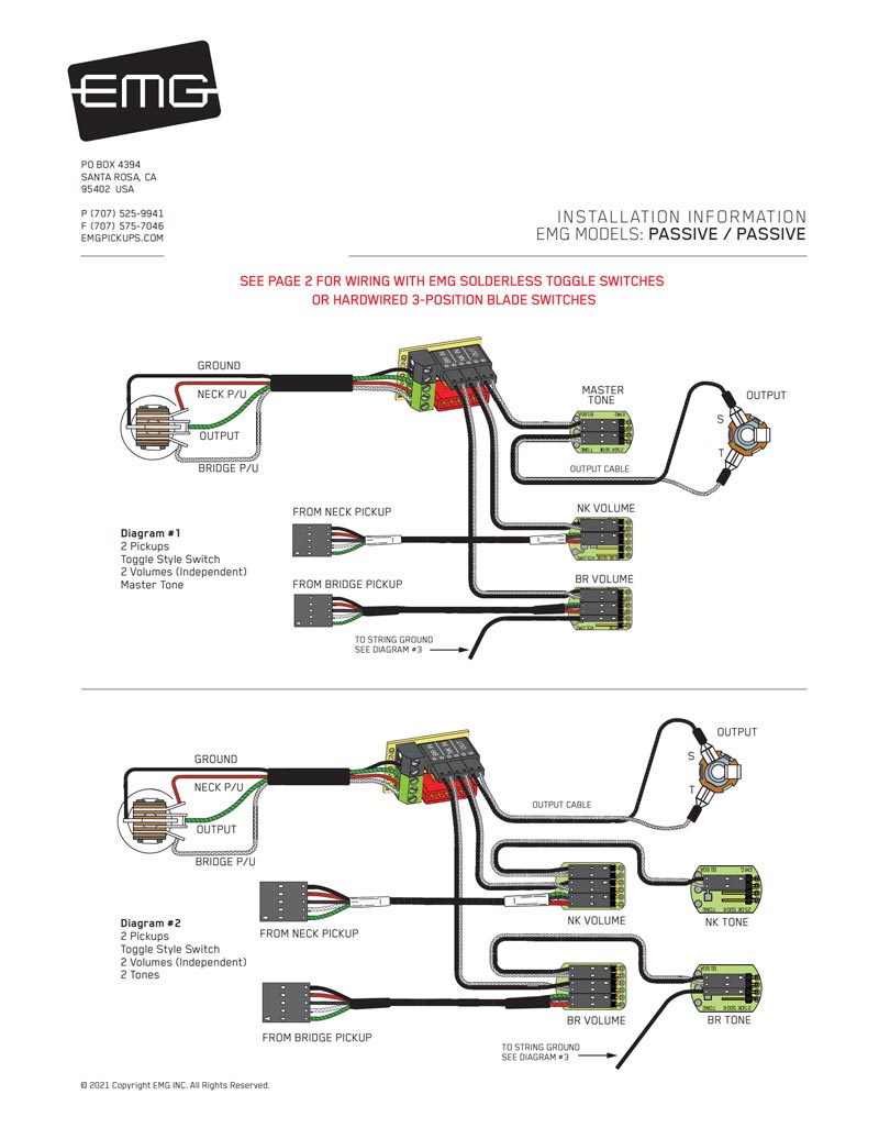 EMG Pickups / Top EMG Wiring Diagrams / Electric Guitar Pickups, Bass ...